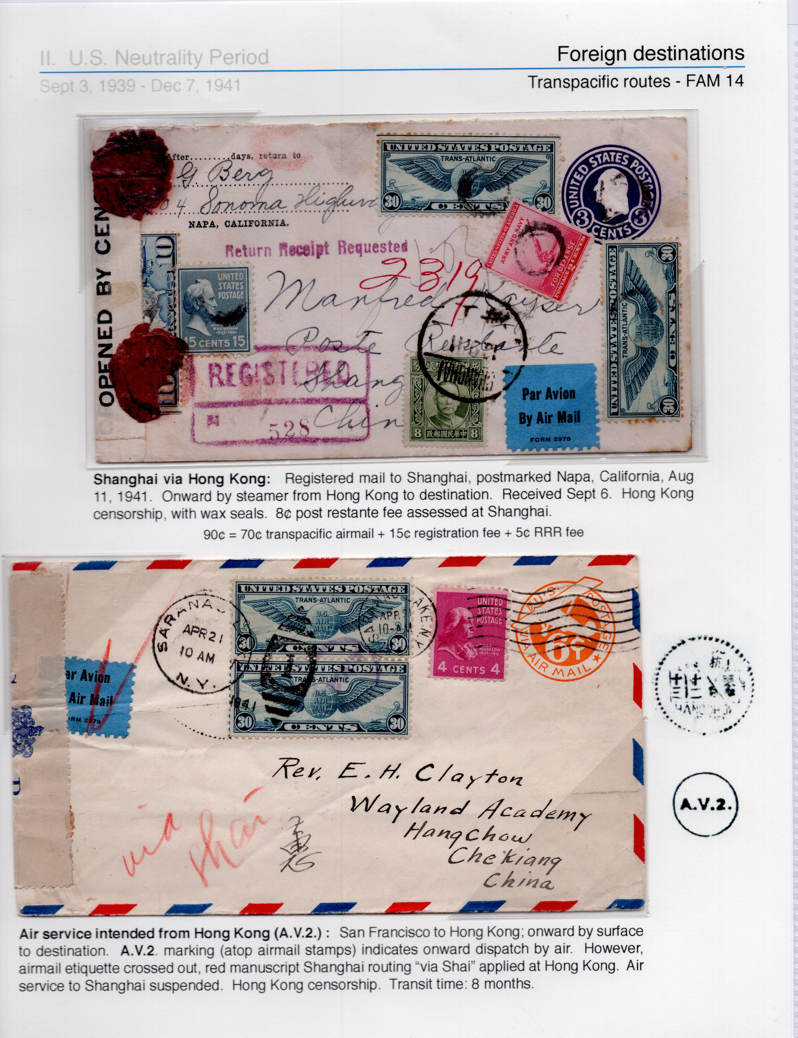 U.S. Transatlantic 30-Cent Glob Airmail Stamp at Work (1939-1942) Page 60